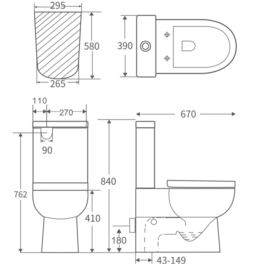 Aspire Matisse III Back to Wall Toilet Suite with Soft Close Seat ...